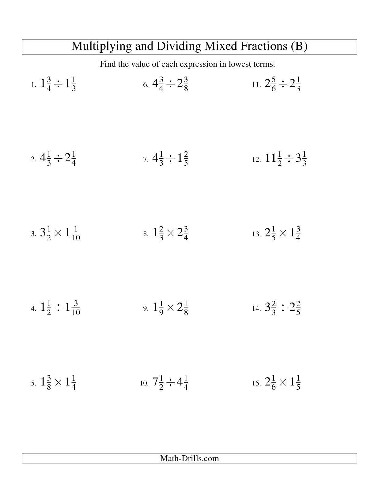 Adding Subtracting Multiplying And Dividing Fractions Worksheets ... Adding Subtracting Multiplying And Dividing Fractions Worksheets ...