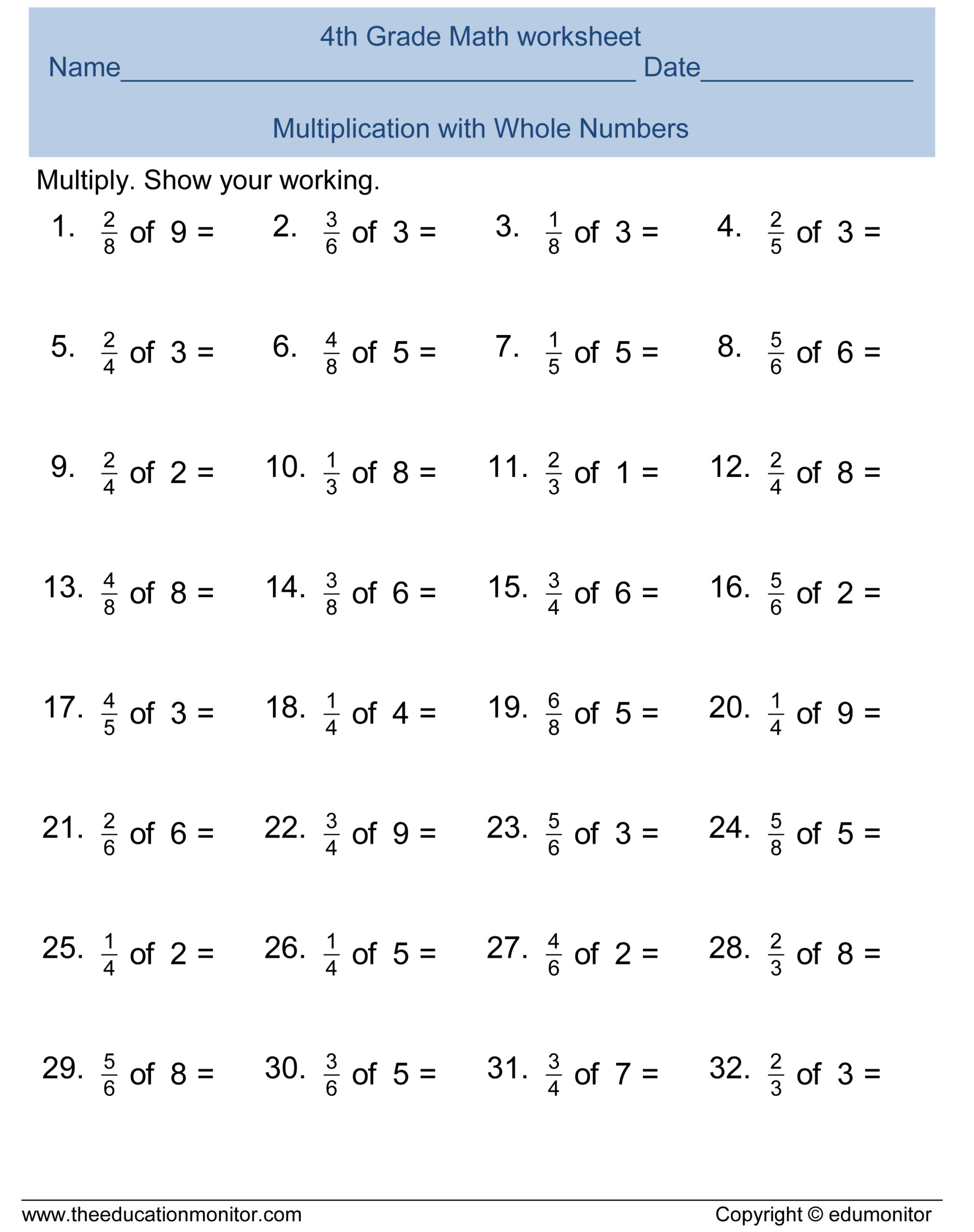 Unit Fraction Worksheets 4th Grade FractionsWorksheets