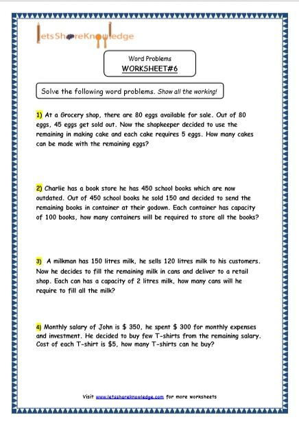 Fraction Word Problem Worksheet For Grade 4 FractionsWorksheets