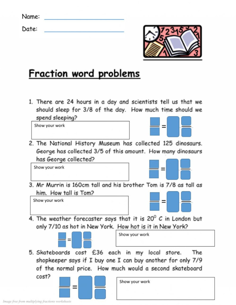 Multiplying Fractions Worksheets Word Problems 6th Grade